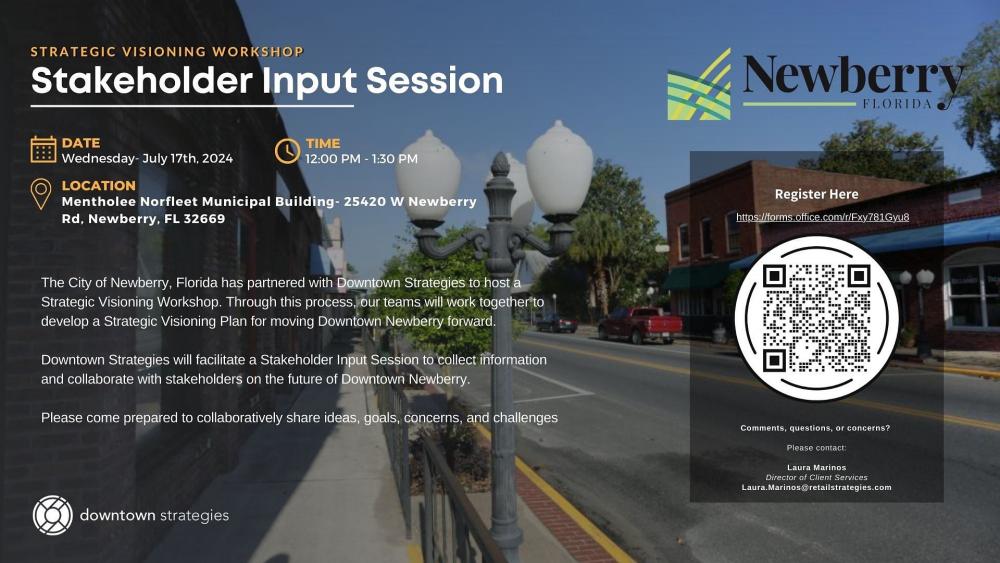 Strategic Visioning Workshop - Stakeholder Input Session | Newberry Florida