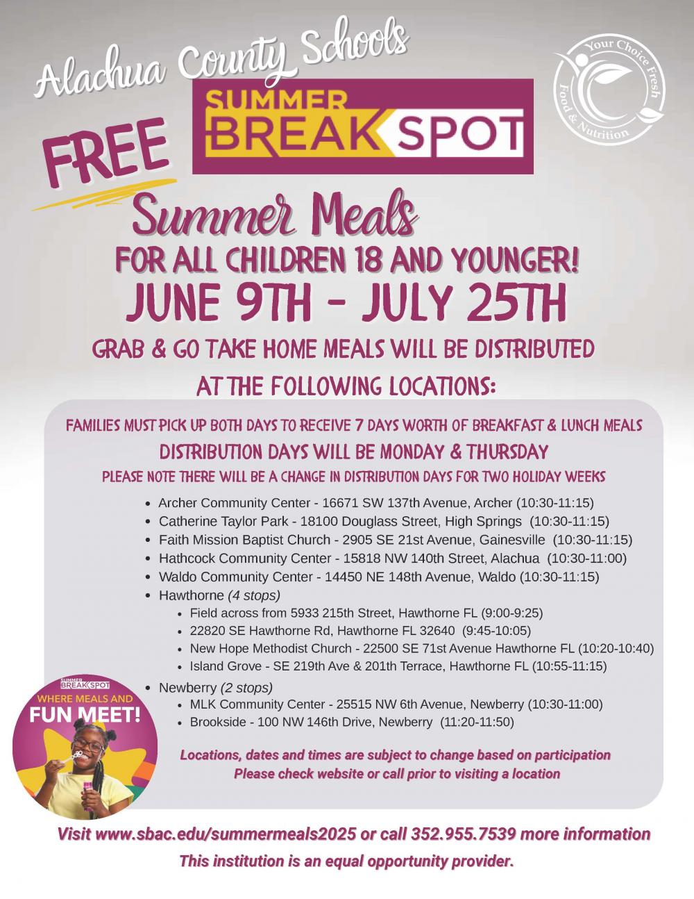 Alachua County Non-Congregational Food Distribution | Newberry Florida