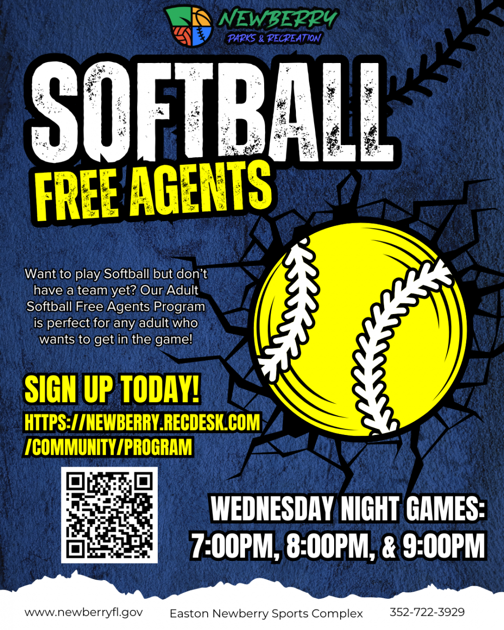2025 Winter Adult Softball Registration | Newberry Florida